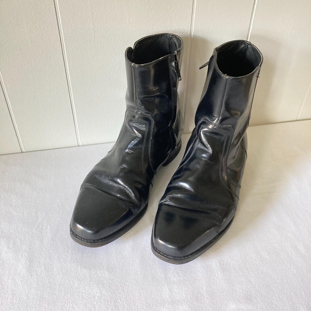 Vintage Men's Black Half Boots Zipper Boots Dress Boots Size 10 3E - Etsy