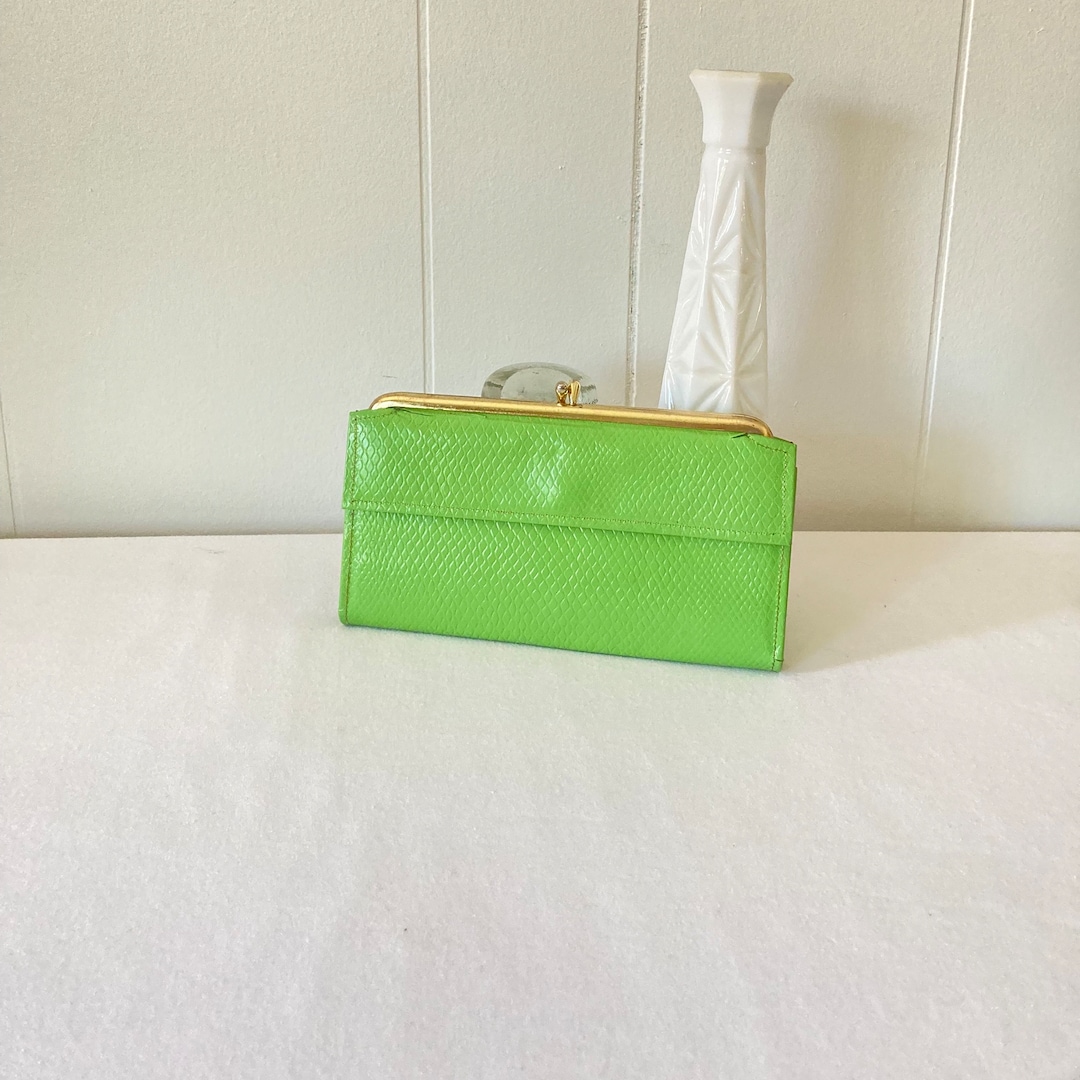 Vintage Lime Green Wallet Bifold Wallet Ladies Wallet - Etsy