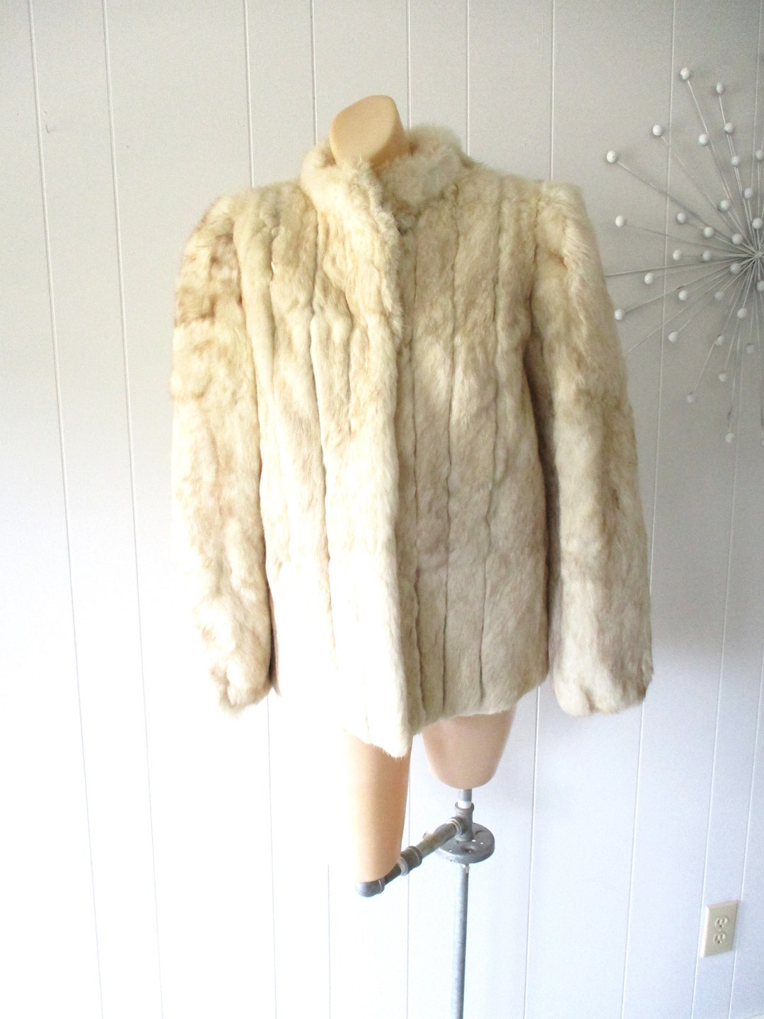 Vintage Rabbit Fur Coat White Rabbit Jacket 70s/80s Split End Rabbit ...
