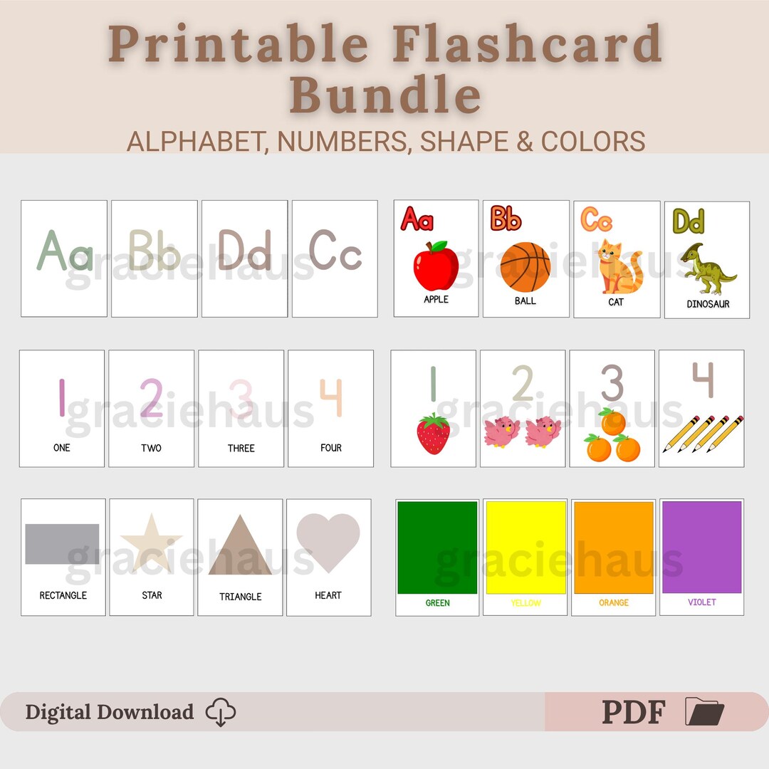 Printable Flashcards for Kids – Alphabet, Numbers 1-100, Picture Abcs ...