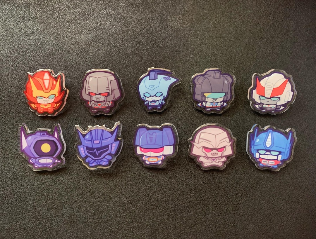 Transformers Acrylic Pins: Optimus, Megatron, Rodimus, Blurr, Soundwave ...