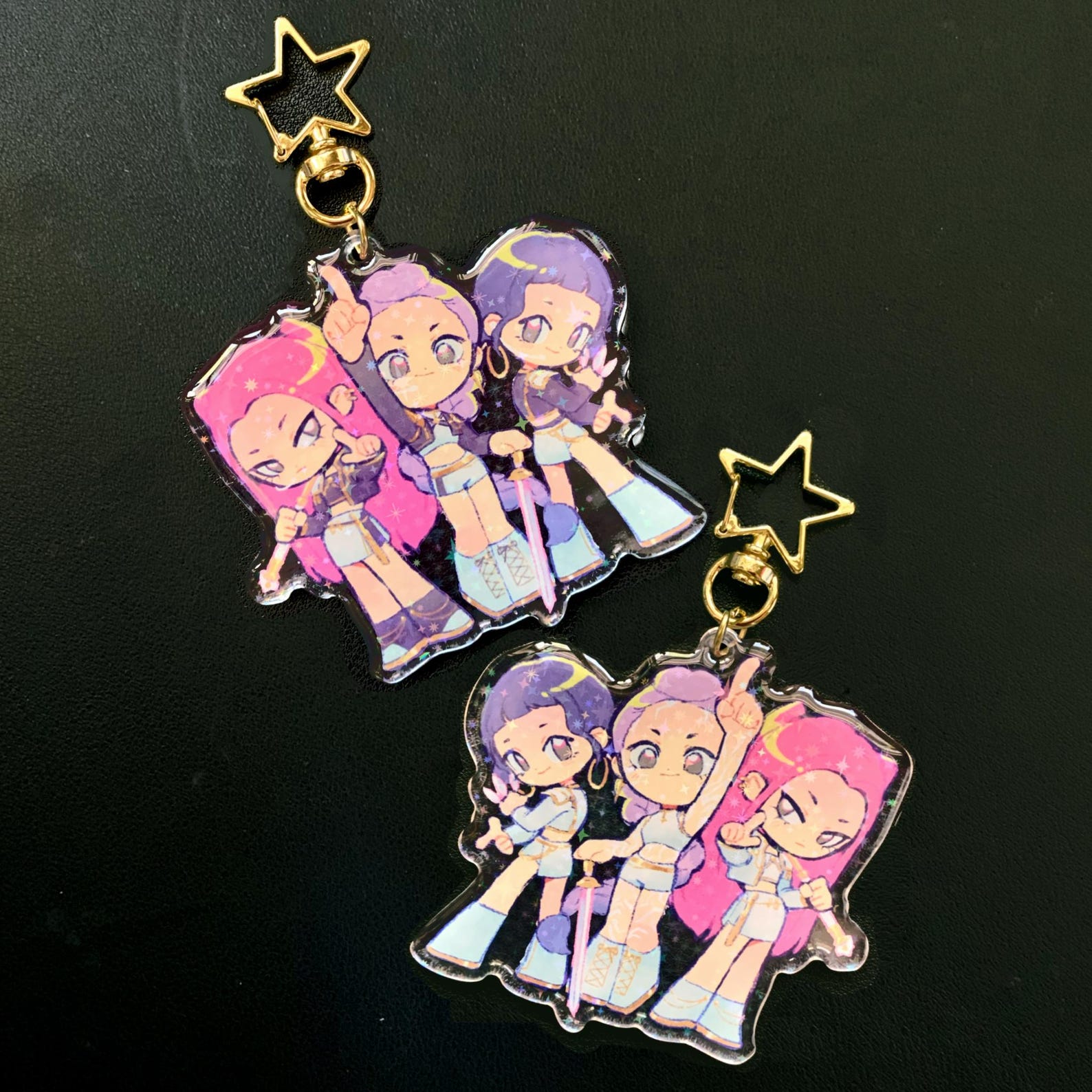 K-pop Demon Hunters Acrylic Keychain: Huntrix Sparkling Charm - Etsy