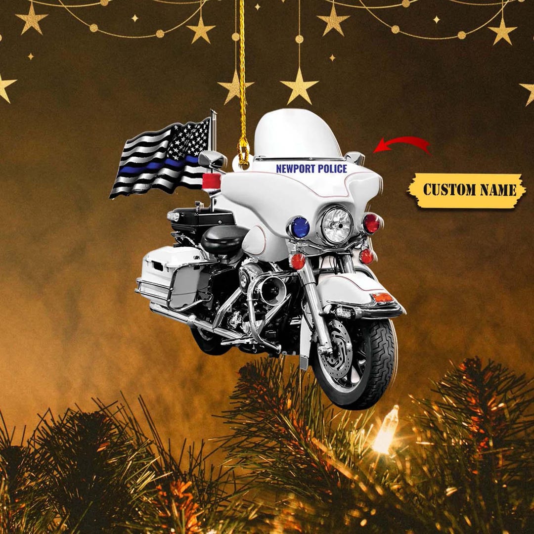 Personalized Police Motorcycle Ornaments Flat 2D, Custom Christmas ...