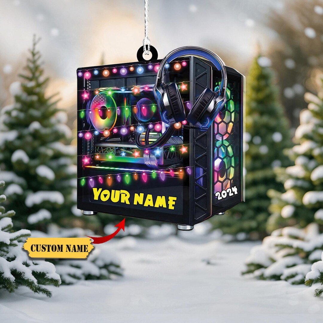 Custom Name Computer Programmer Laptop Code Personalized Ornament, Christmas Tree Hanging Decor ...