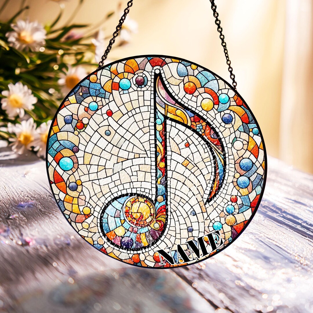 Musical Stained Glass Suncatcher, Music Ornament Window Decor, Musician ...