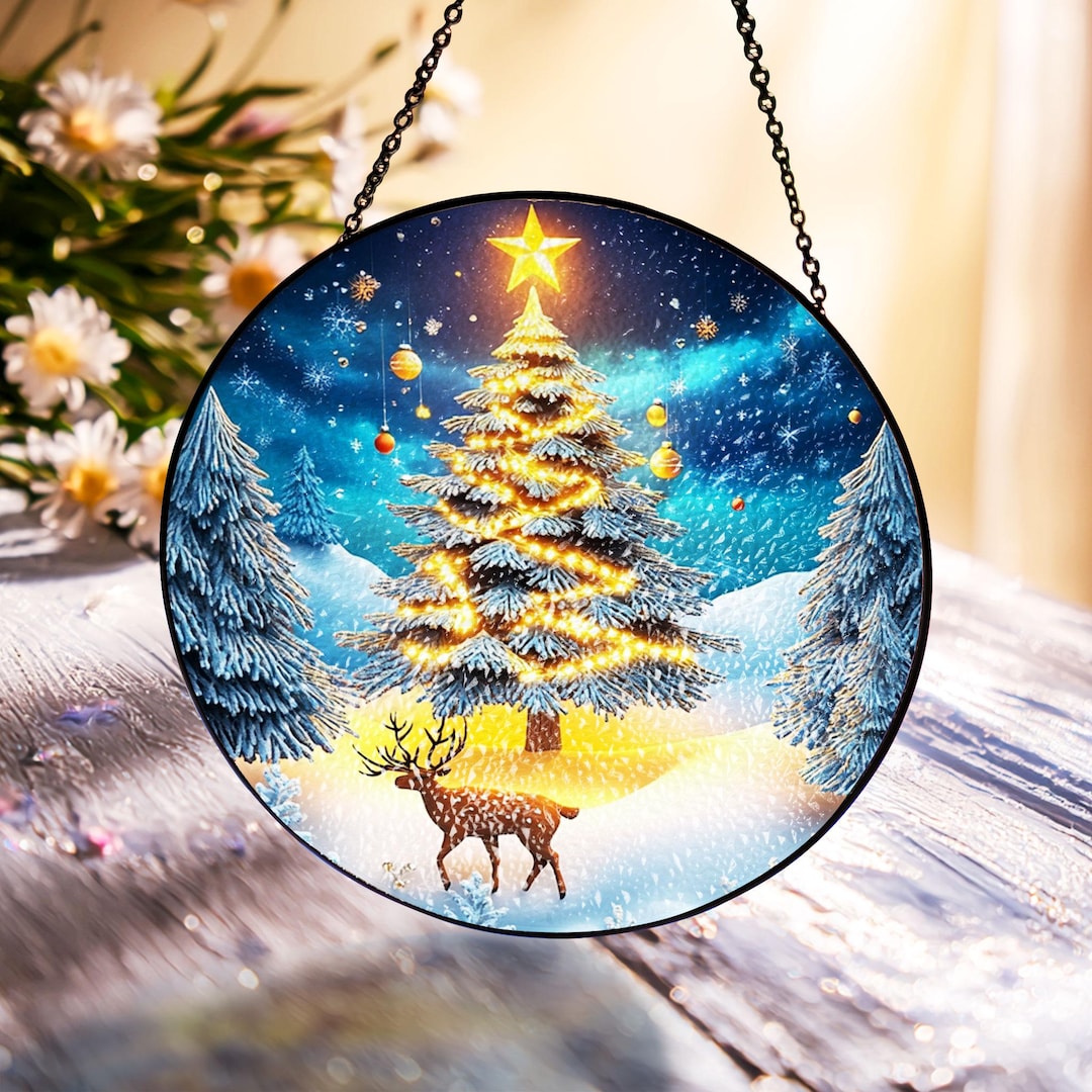 Christmas Tree Stained Glass Suncatcher, Christmas Tree Ornament ...