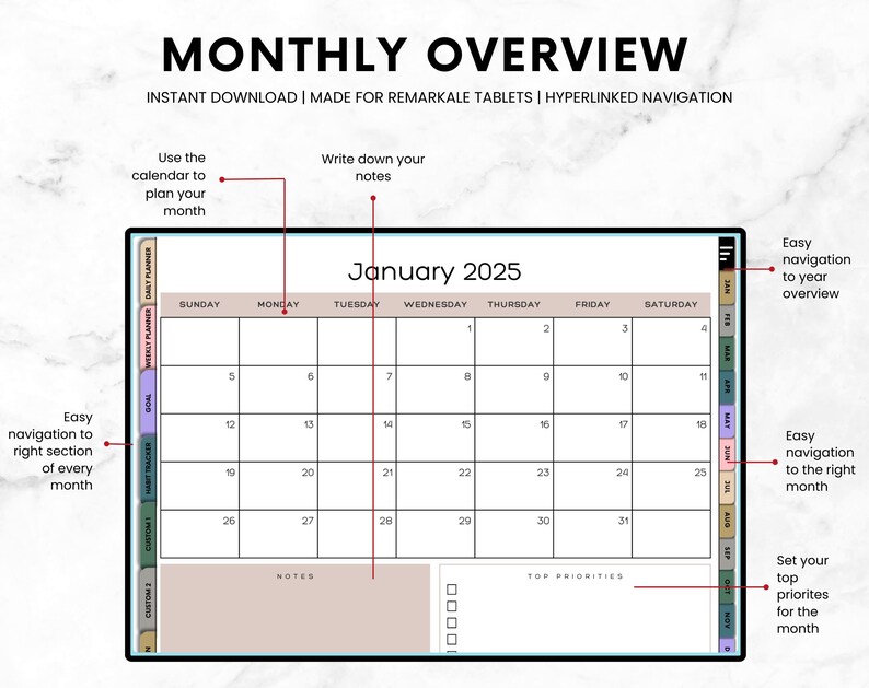 Ultimate 2025 Year Planner | Daily, Weekly & Monthly Digital Calendar ...