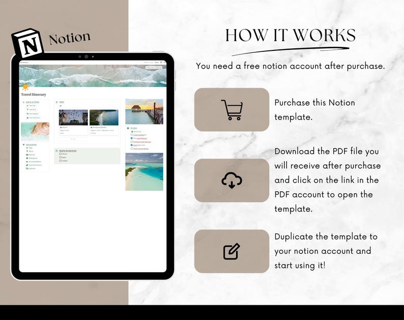 Notion Travel Itinerary Template | Adventure Time | Girls Trip Planner | Digital | Vacation ...