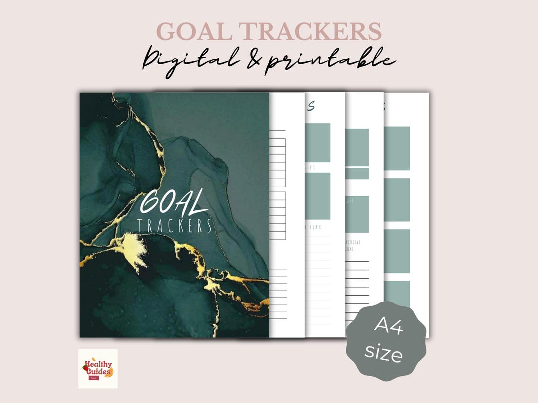 Smart Goals Tracker Bundle Dark Green – Yearly, Quarterly, Monthly and ...