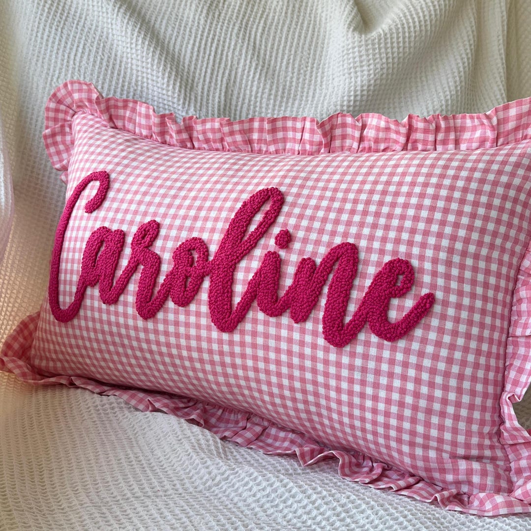 Personalized Name Pillow, Nursery Pillow, Pillow, Embroidered Punch ...