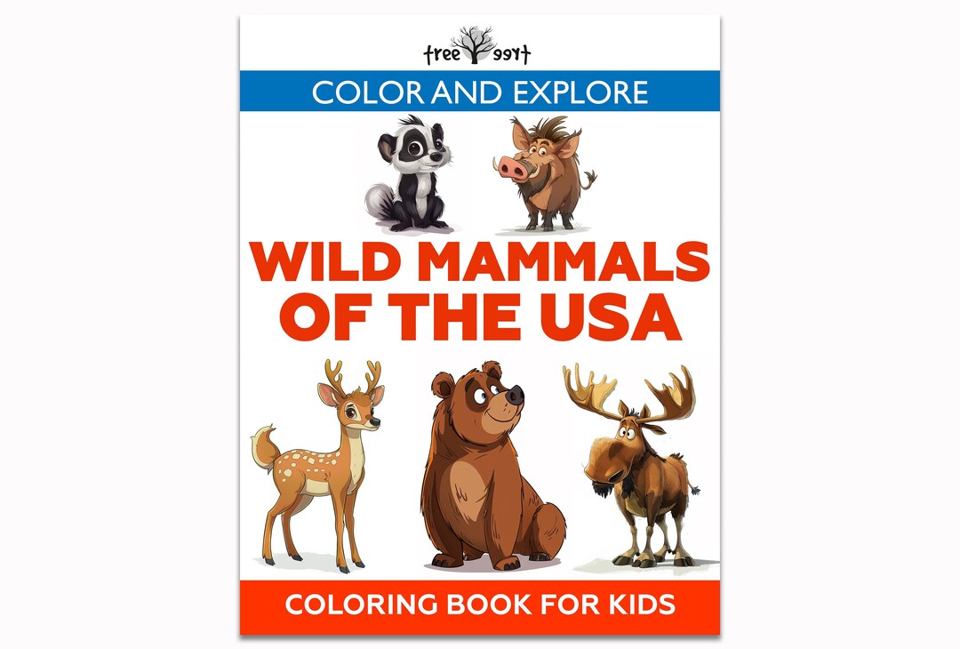 Coloring Book 64 Pages - Wild Mammals of the USA - for Ages 3-8 Years ...
