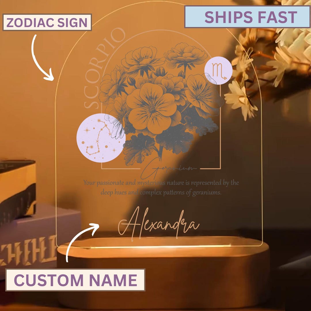Personalized Zodiac Astrology Lamp | Custom Constellation Night Light ...