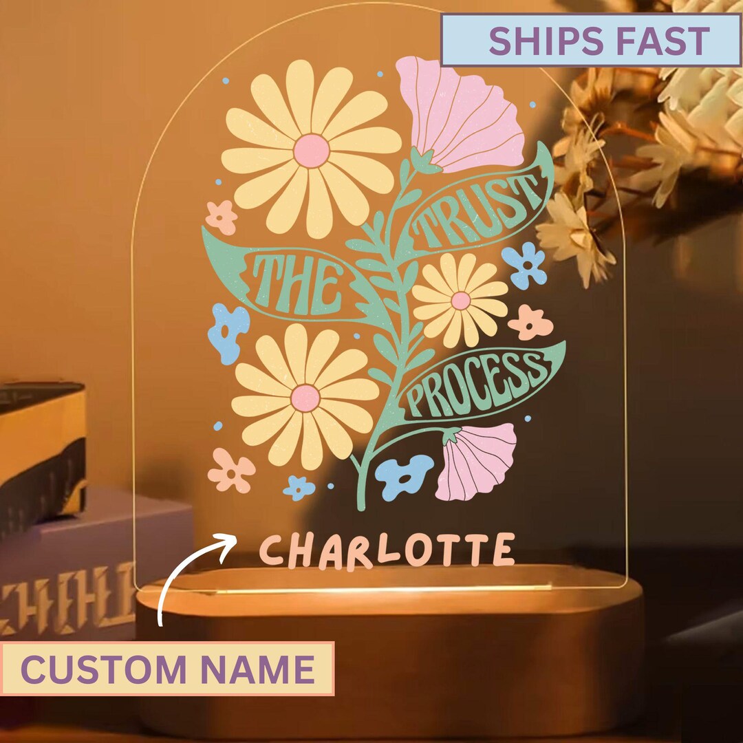 Custom Flower Lamp Personalized Night Light Positivity | "trust the ...