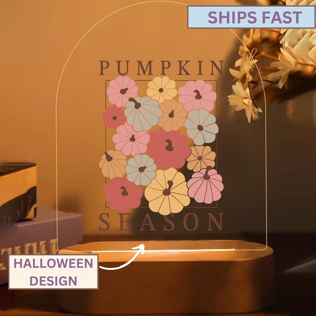 Fall PUMPKIN Season Lamp Minimal HALLOWEEN Decor Cozy Acrylic Desk ...
