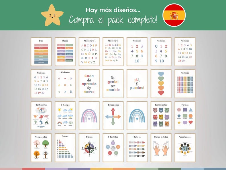 Numbers 1-100 Poster Spanish – Kids Wall Art Print, Educational Nursery ...