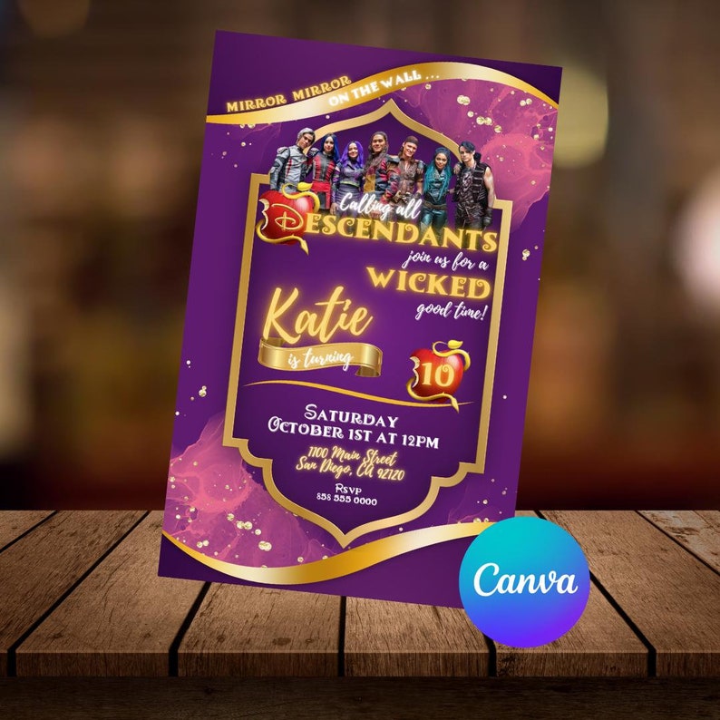Descendants Kids Birthday Party Invitation - Etsy