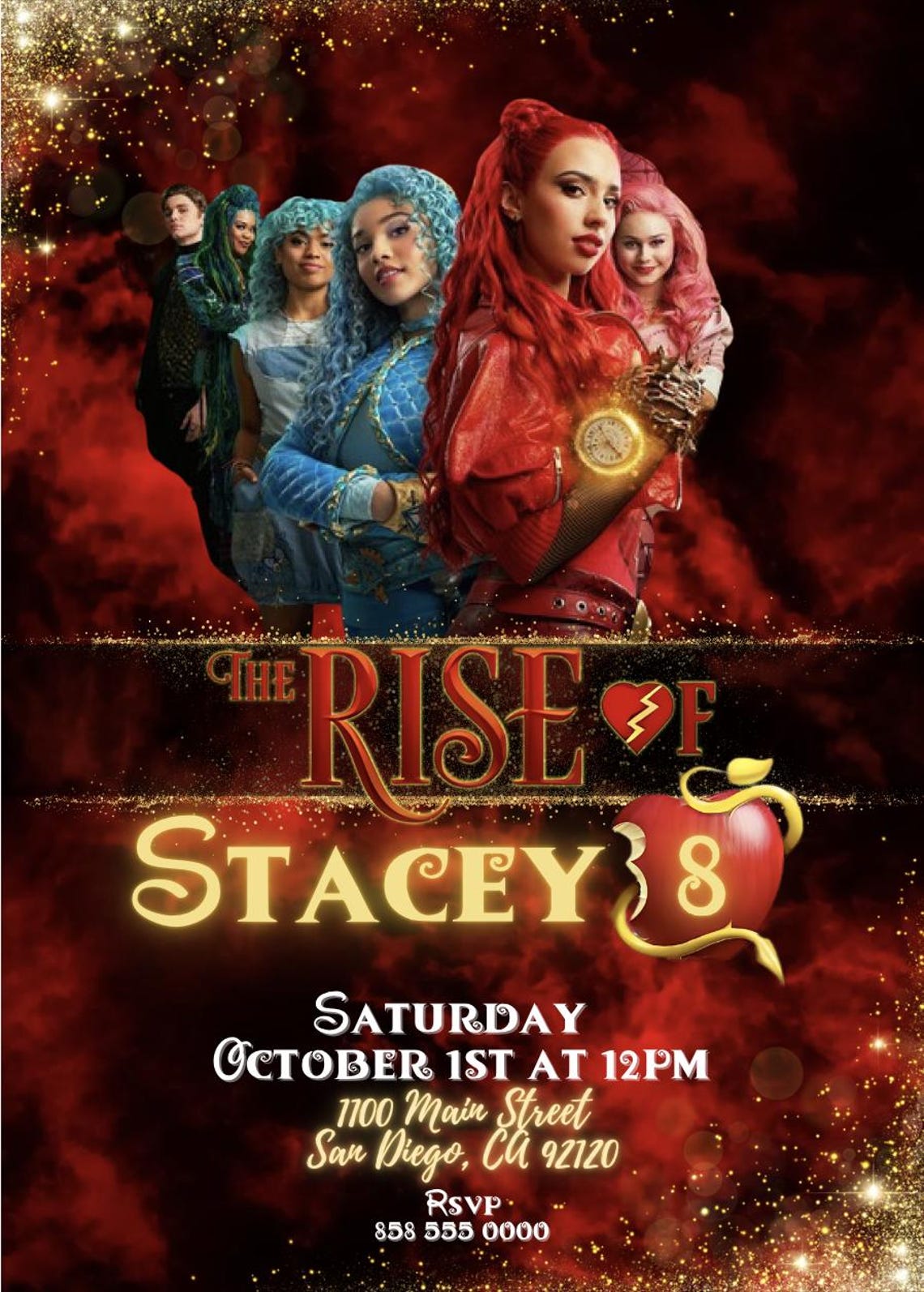 The Rise of Red (descendants 4) Birthday Invitation Template 5x7 - Etsy