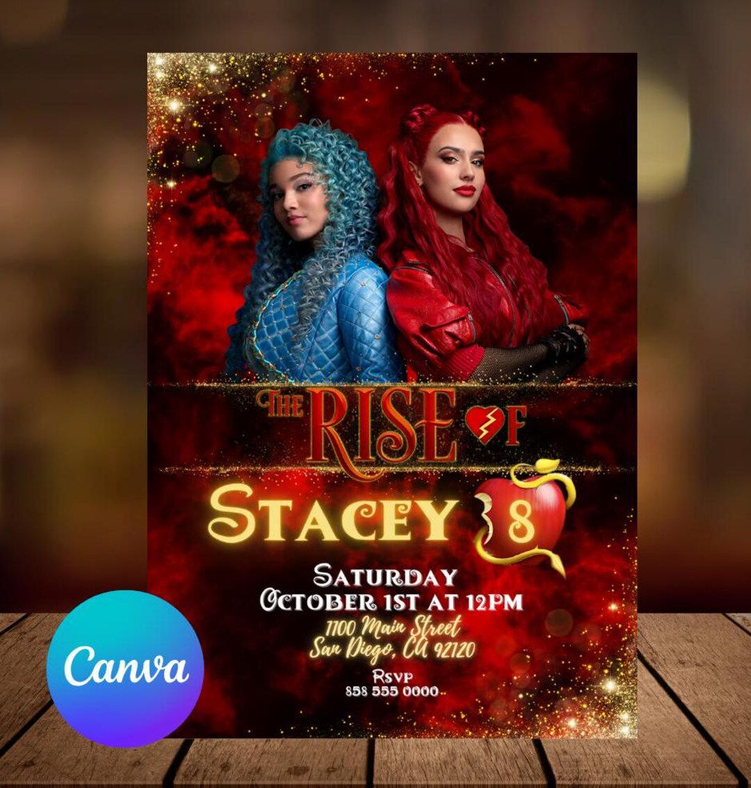 The Rise of Red (descendants 4) Birthday Invitation Template 5x7 - Etsy