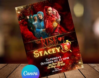 Descendants Rise of Red Invitation, Descendants Red Birthday Video ...