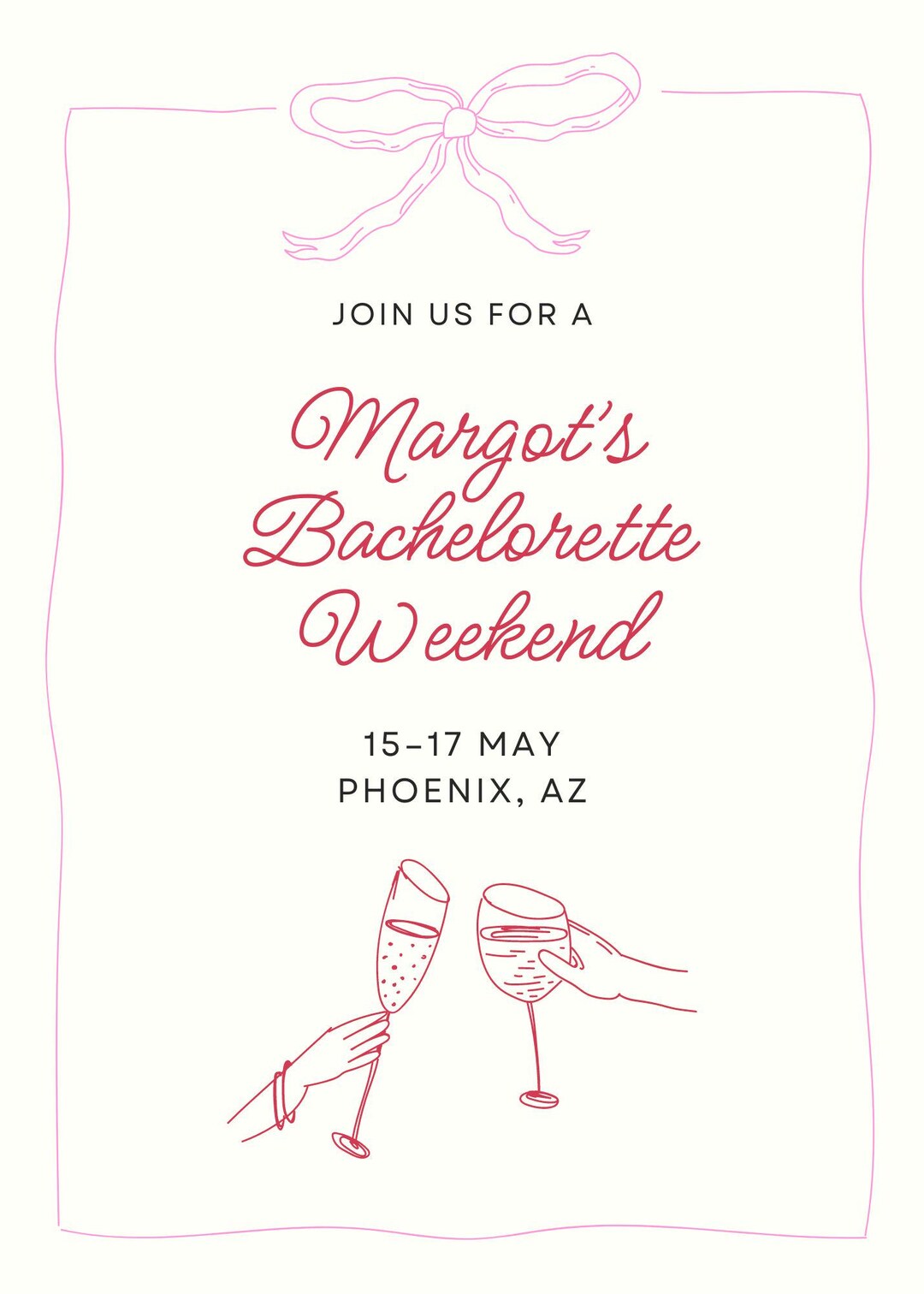 2 Part Bachelorette Party Invitation With Weekend Agenda, Custom ...