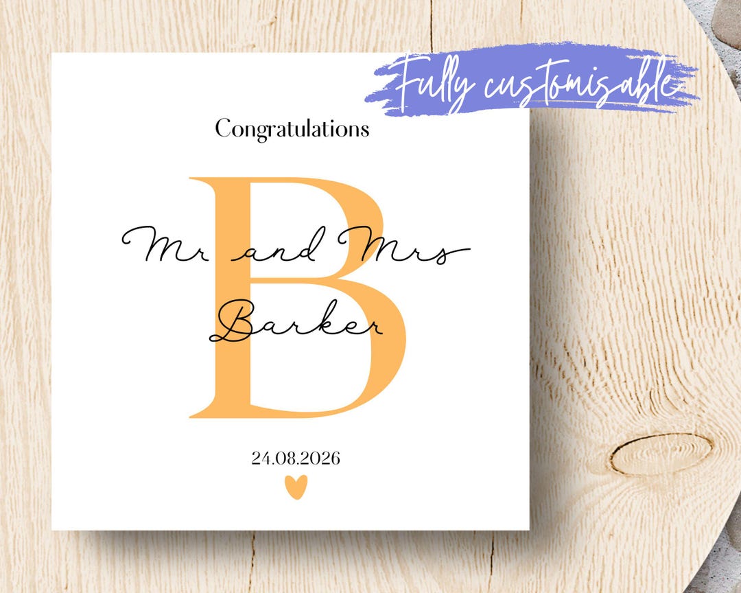 Wedding Card, Personalised Wedding Card, Modern Wedding Card, Wedding ...