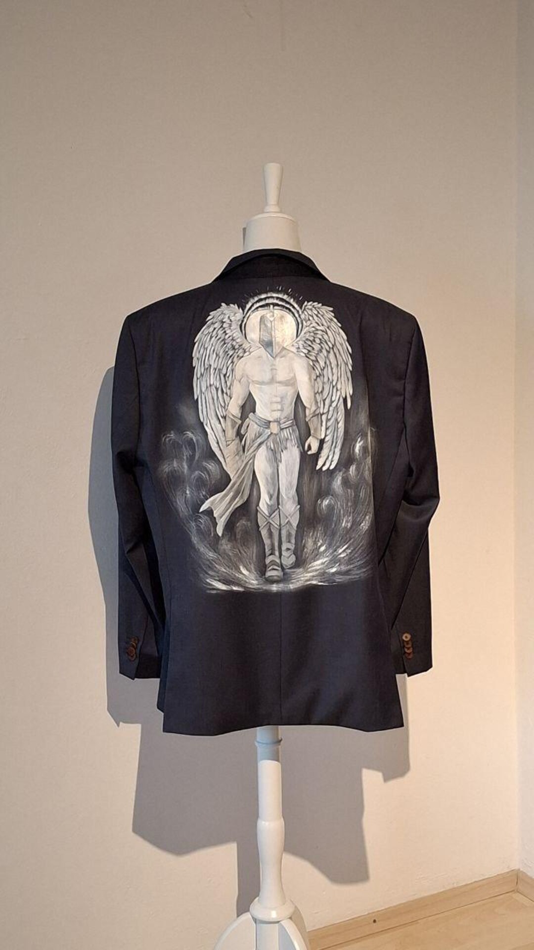 Hand-painted Warrior Angel Blazer – Unisex Custom Art Jacket – Gothic ...
