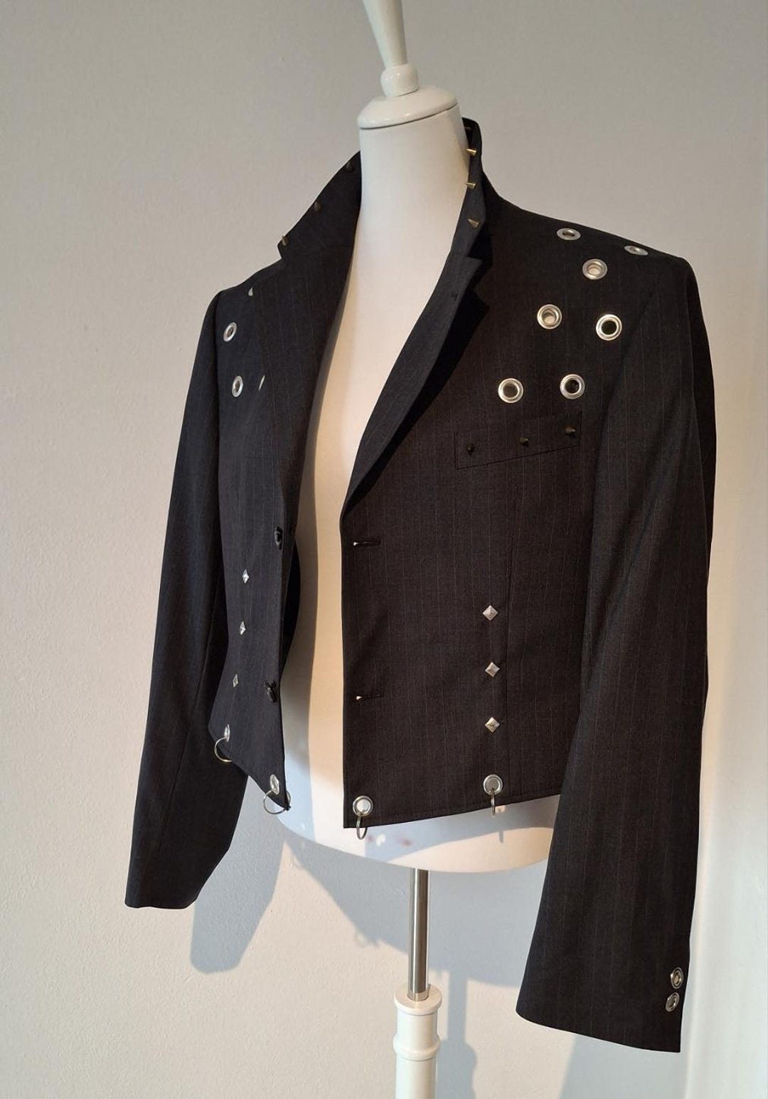 Unisex Punk Blazer With Grommet Details – YORN Designer Black Cropped ...