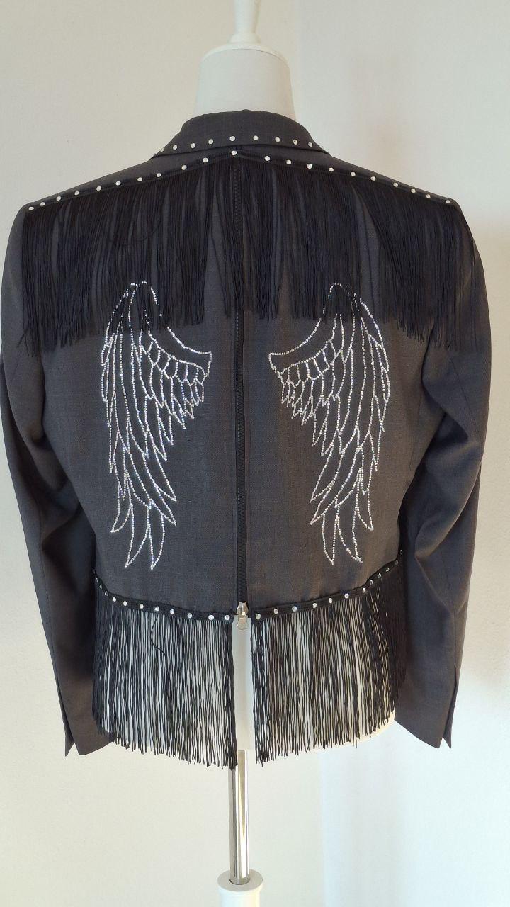 Biker Jacket Hand-painted Angel Wings With Rhinestones - Etsy