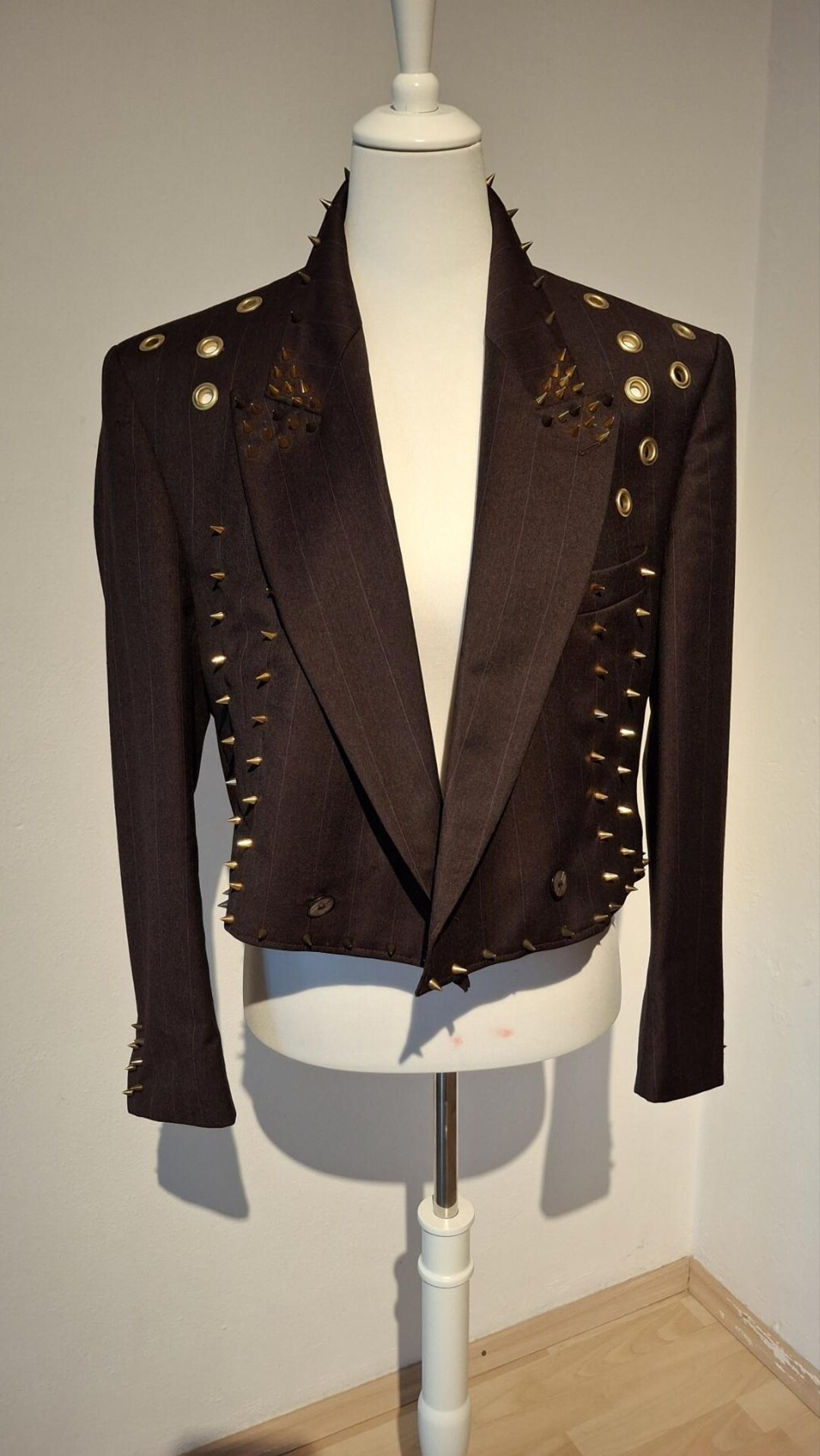 Steampunk Cropped Blazer Gothic Victorian Coat With Spikes and Grommets ...