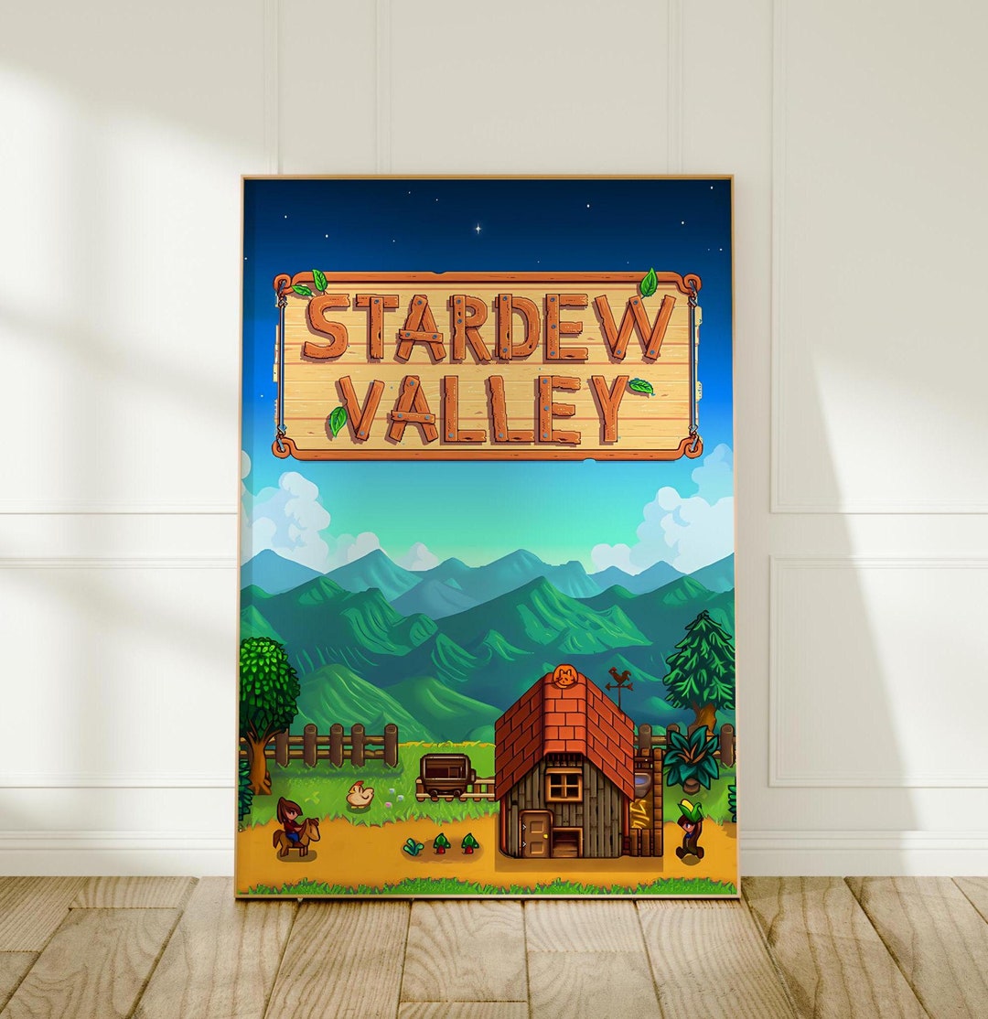 Stardew Valley Game Poster, Colorful Farmhouse Wall Art, Gaming Room ...