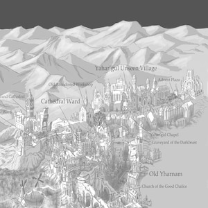 Bloodborne Map Poster: the World of Yharnam - Gothic Video Game Art - Etsy