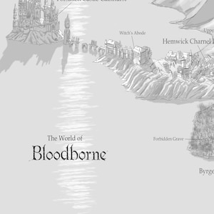 Bloodborne Map Poster - the World of Yharnam - Video Game Wall Art ...