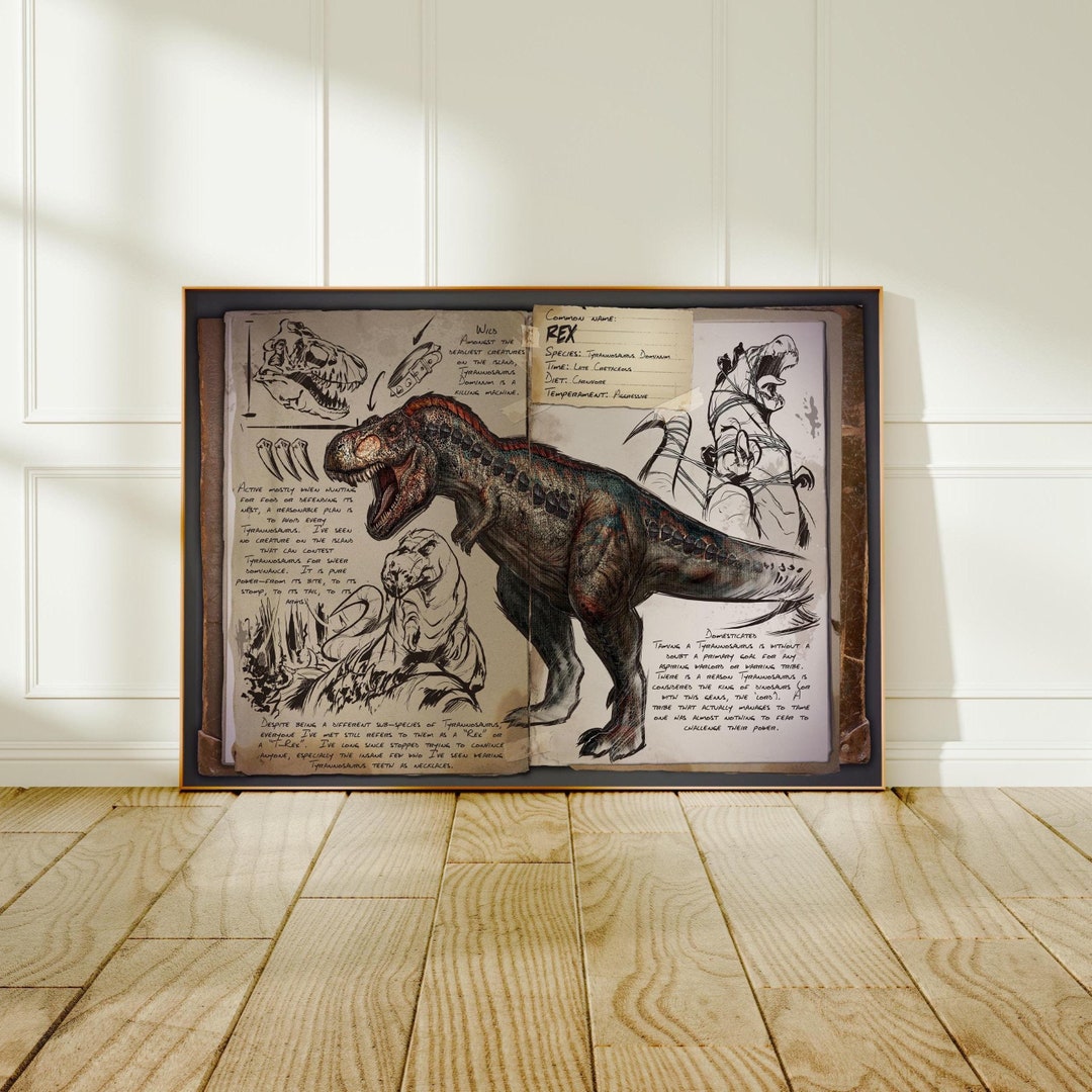 ARK Survival Evolved Dinosaurs Poster, Detailed Dino Sketches Wall Art ...