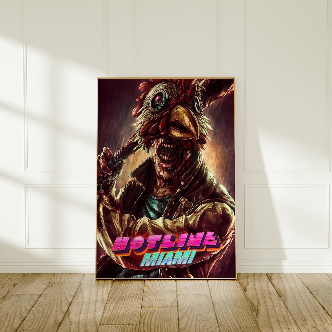 Hotline Miami Poster, Retro Game Wall Art, Neon Noir Aesthetic Wall ...