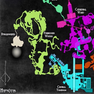 Bloodborne Map Poster - the World of Yharnam - Video Game Wall Art ...