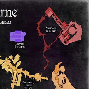 Bloodborne Map Poster - the World of Yharnam - Video Game Wall Art ...