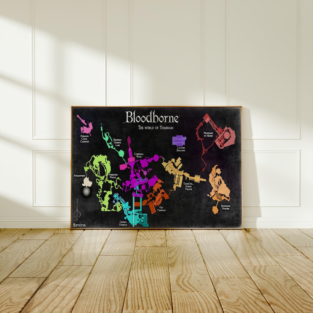 Bloodborne Map Poster - the World of Yharnam - Video Game Wall Art ...