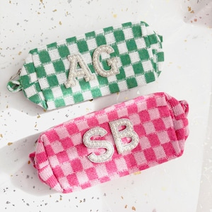 Light Blue Checkered Pouch, Coastal Bachelorette Party Favors, Checker ...