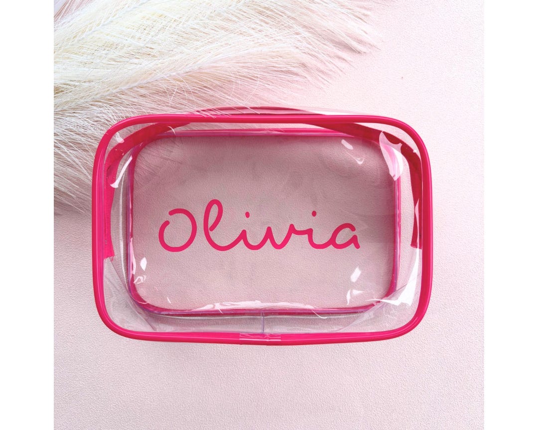 Personalized Pink Clear Bag, Clear Bag With Name, Tropical Theme ...