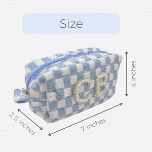Light Blue Checkered Pouch, Coastal Bachelorette Party Favors, Checker ...