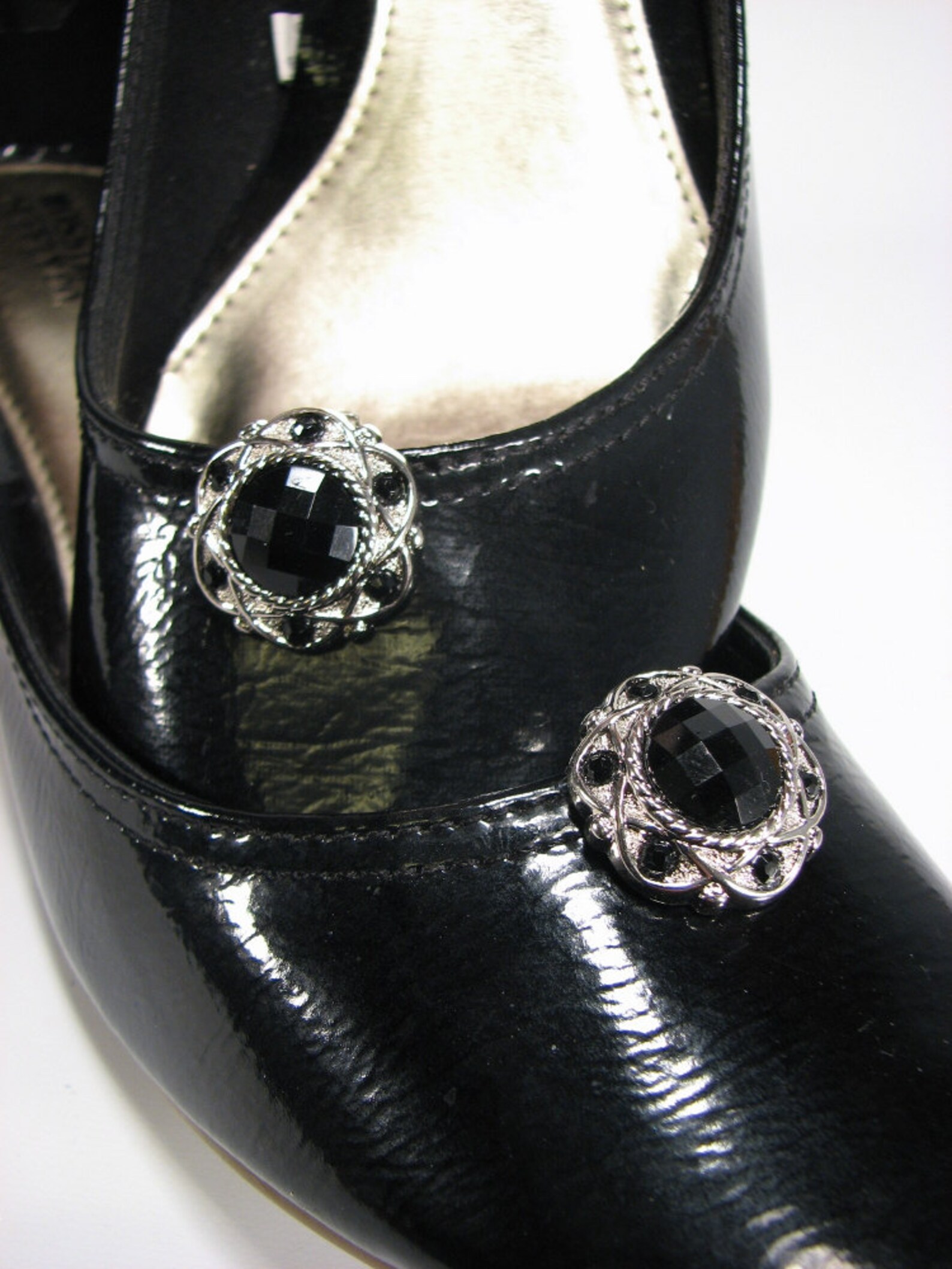 Shoe Clips Black Faceted Acrylic Center Silver Detail Shoe Accessories ...