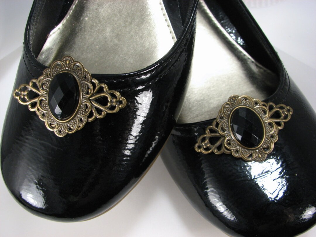 Jet Black Shoe Clips Fancy Filigree Jewelry for Your Feet 1 Pair - Etsy