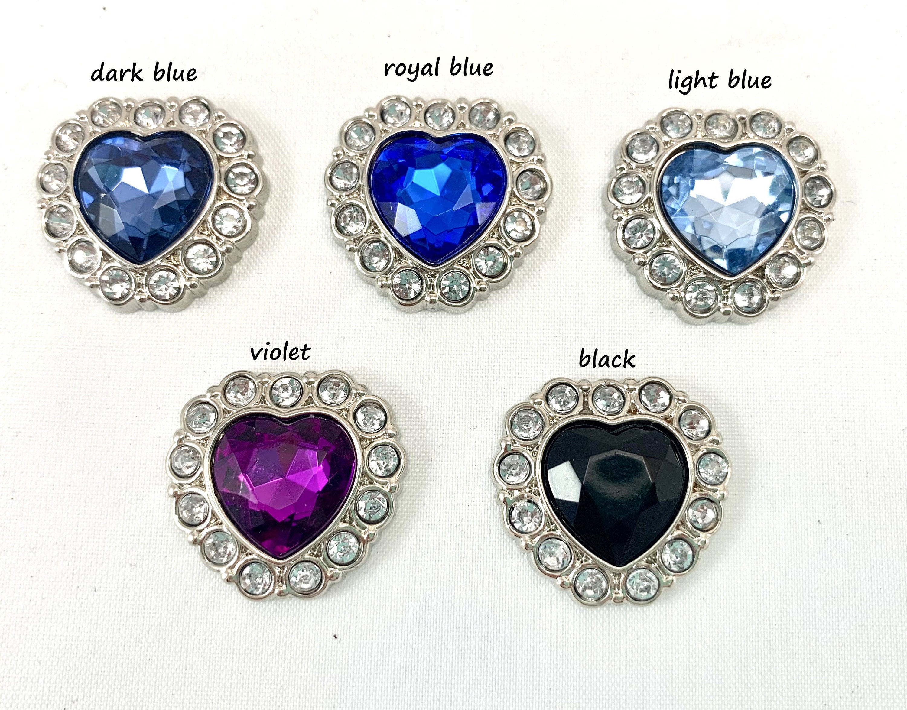 Sapphire Blue Wedding Shoe Clips Heart Shape Rhinestones Royal - Etsy