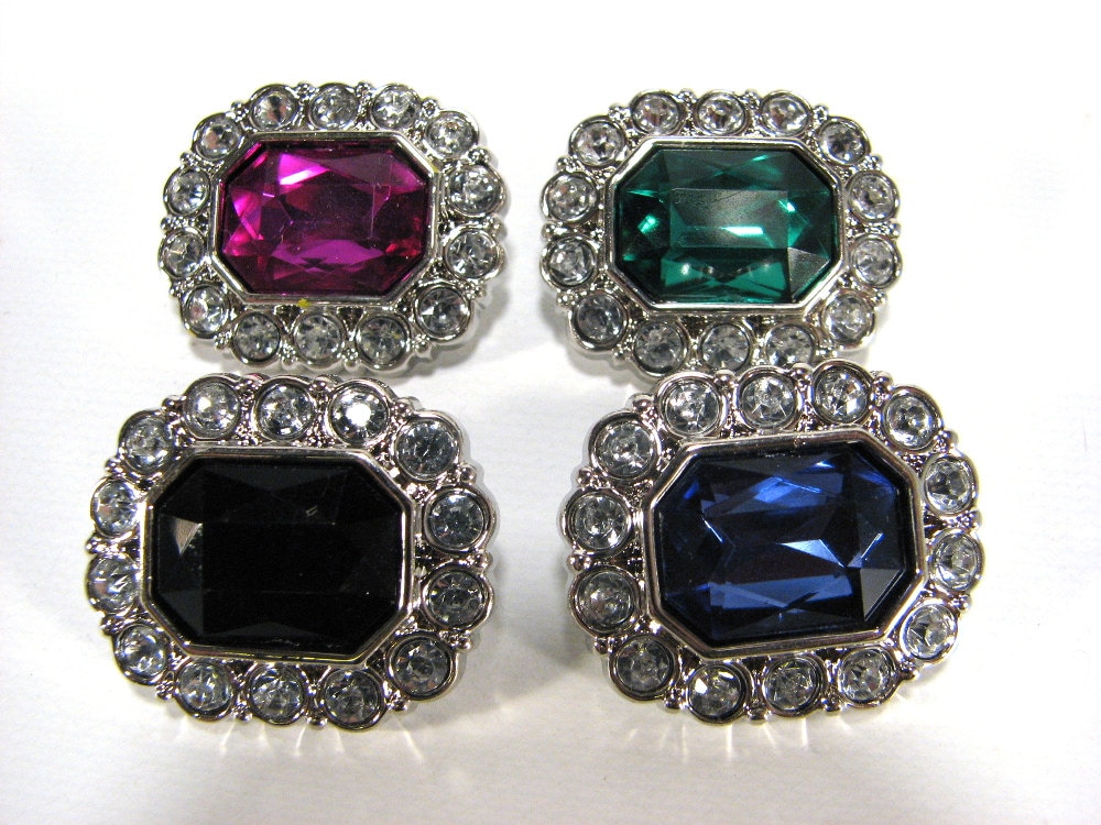 Orchid Shoe Clips White Rhinestones Violet Octagon Shape 1 - Etsy