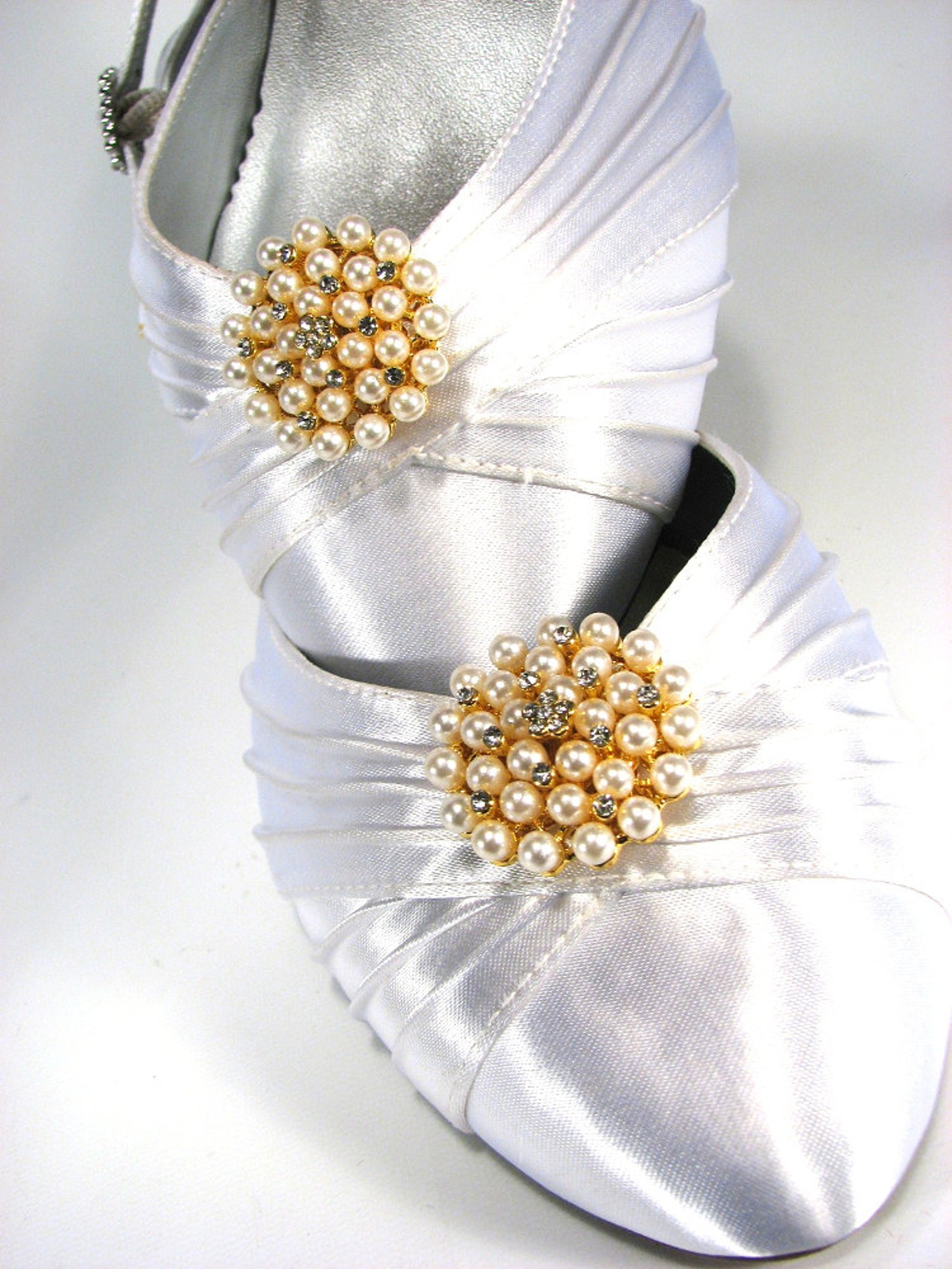 Shoe Clips Pearl and Rhinestone Cluster 1 Pair Shoe Jewelry for Wedding ...