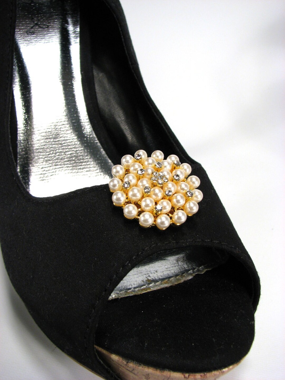 Shoe Clips Pearl and Rhinestone Cluster 1 Pair Shoe Jewelry for Wedding ...