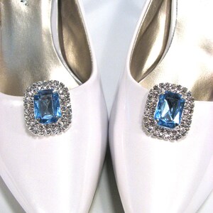 Sky Blue Shoe Clips Pale Blue White Rhinestones 1 Pair Wedding Shoe ...