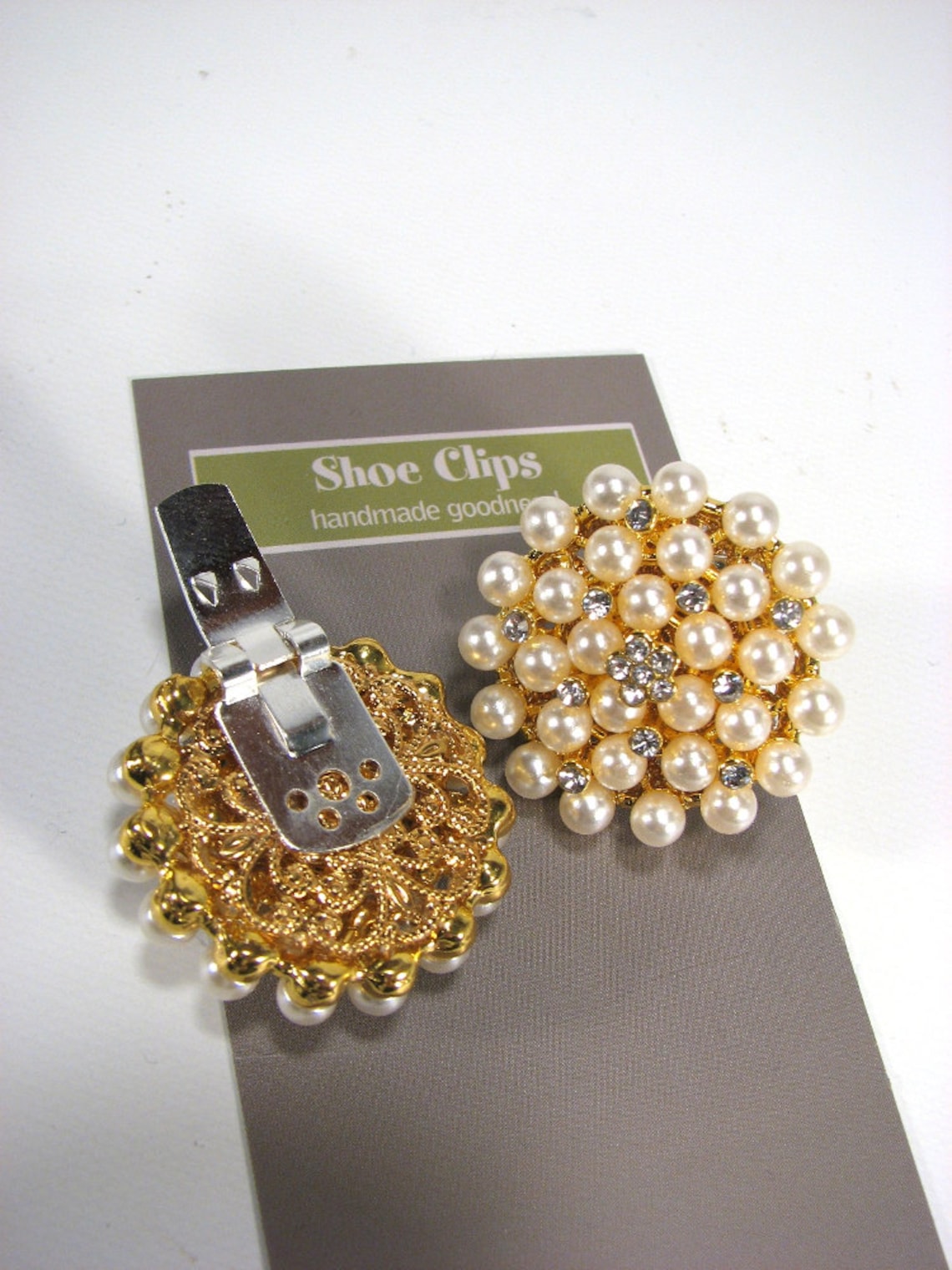 Shoe Clips Pearl and Rhinestone Cluster 1 Pair Shoe Jewelry | Etsy