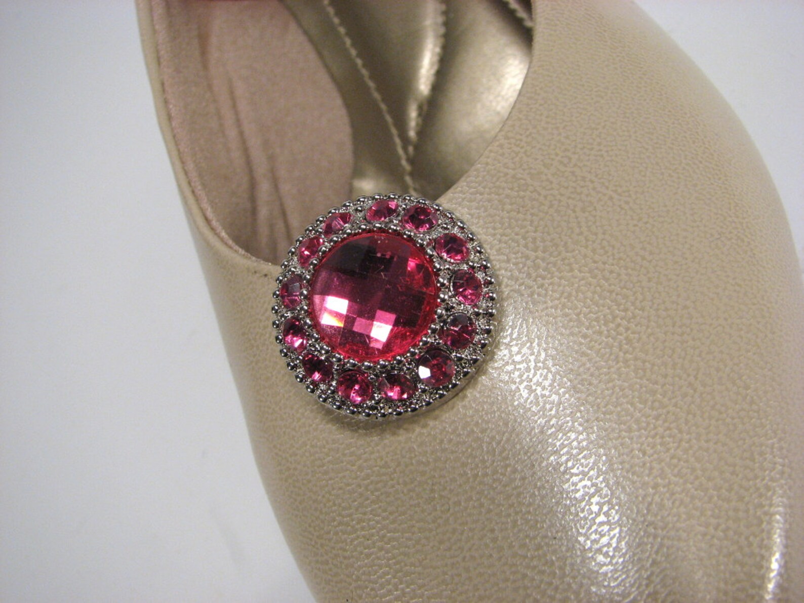 Shoe Clips Bright Pink Rhinestones Round 1 Pair Shoe Accessories ...