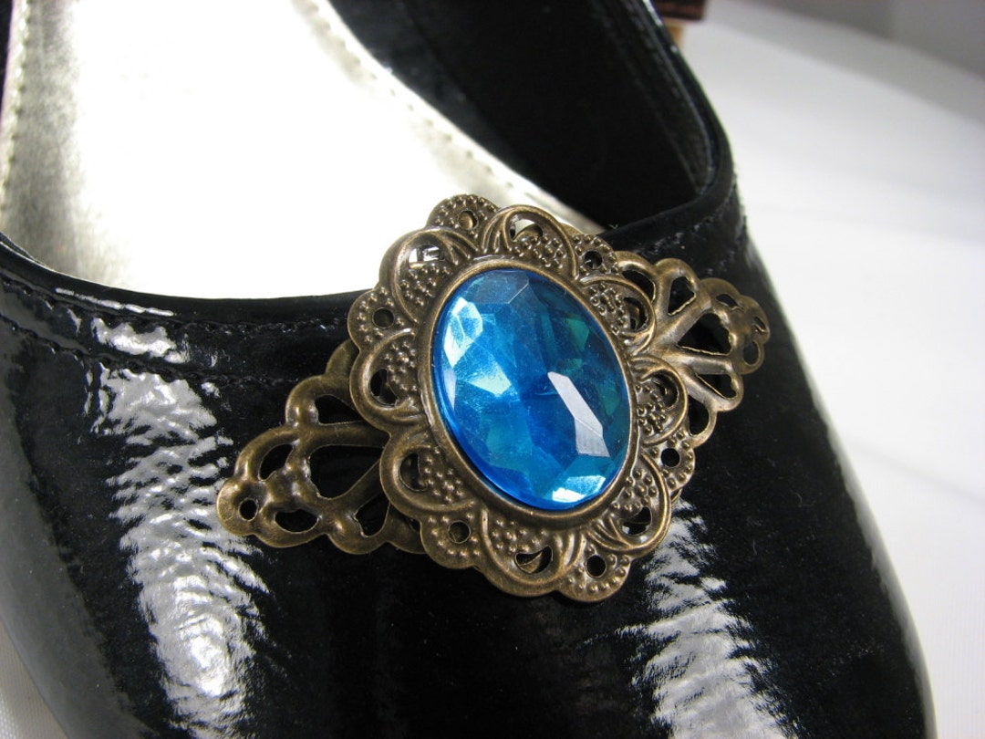 Aqua Blue Shoe Clips Filigree Multiple Color Choices 1 Pair Shoe ...